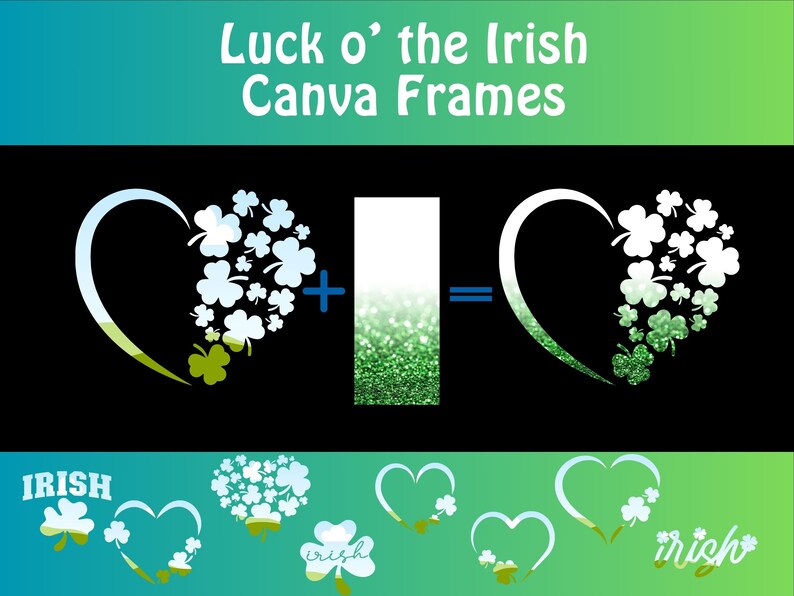 St Patrick's Day Canva Frames, Irish SVG, Lucky PNG, Shamrocks and Four ...