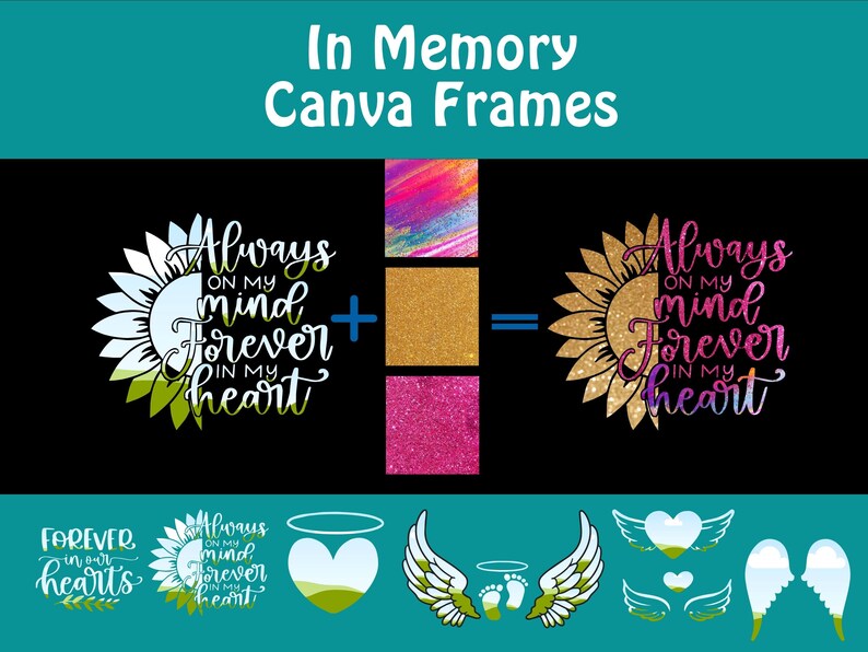 Angel Wings Canva Frames, in Memory Quotes, Editable Template Drag and ...