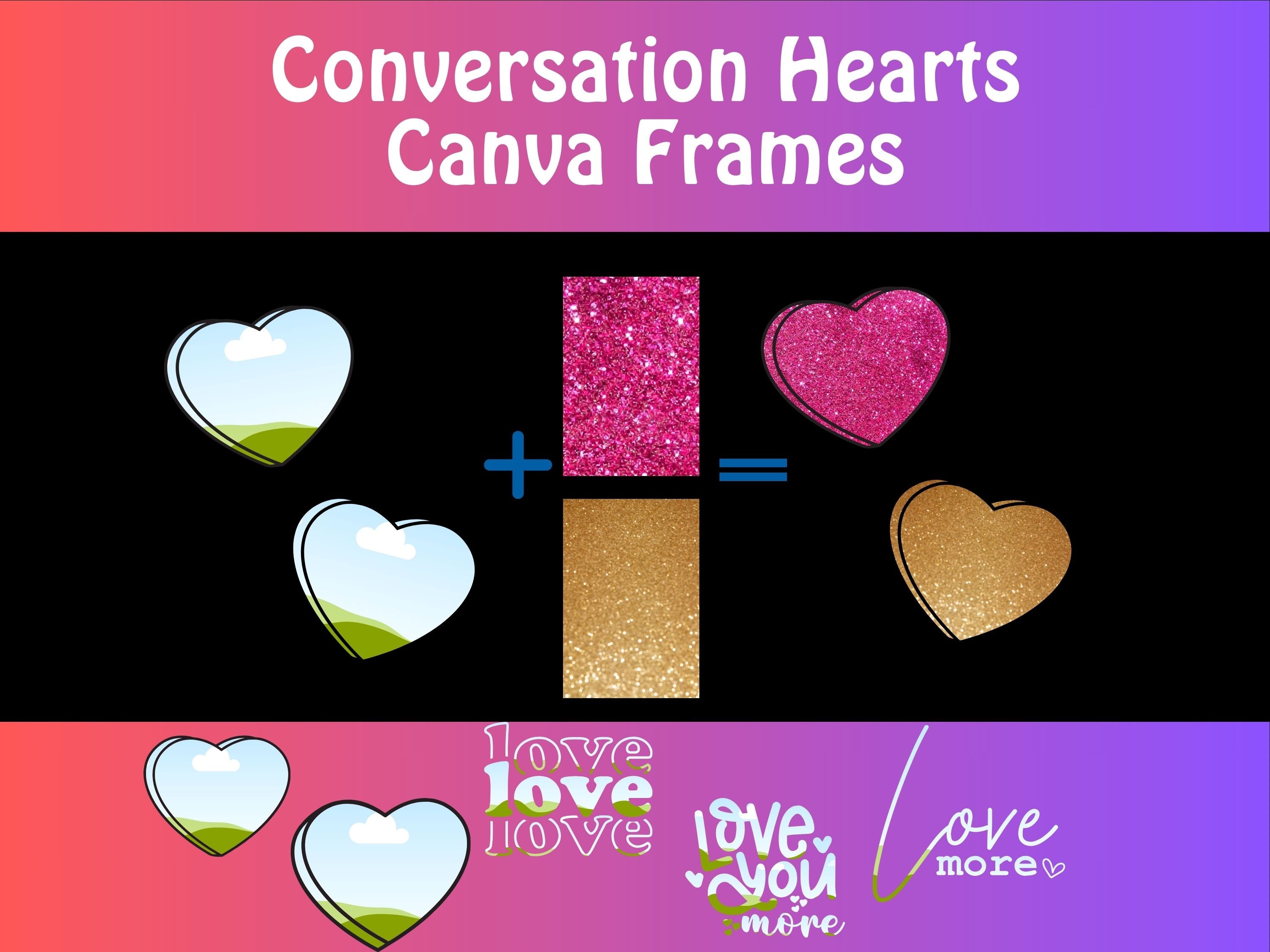 Conversation Hearts Canva Frames, Valentine's Day Editable Template in ...
