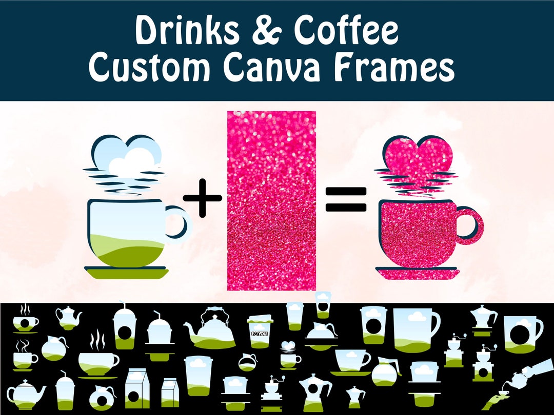 Coffee Canva Frames, Drinks SVG and PNG, Coffee and Tea Editable ...