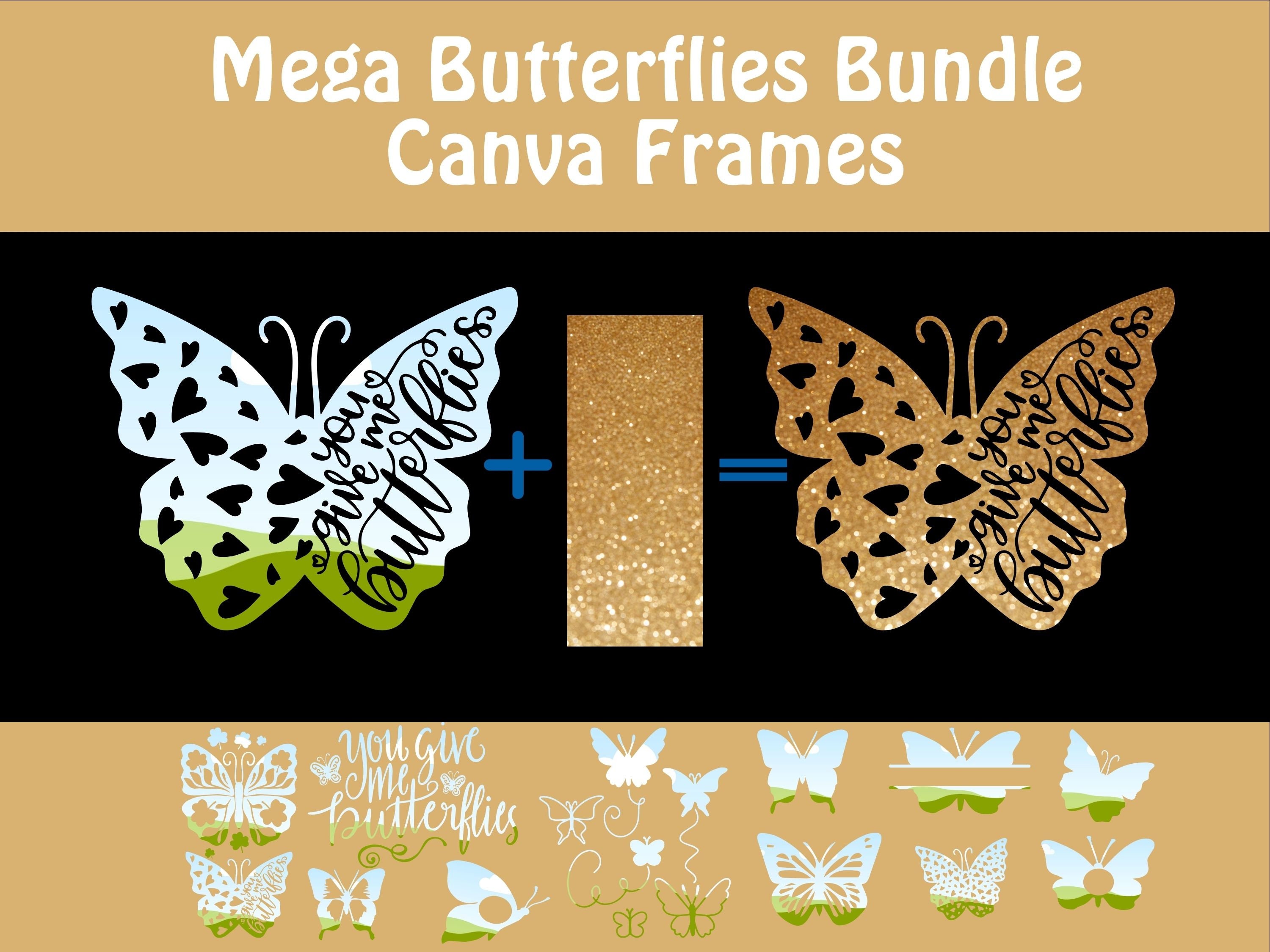 Butterflies Canva Frames, Butterfly Editable Template, Butterflies SVG ...