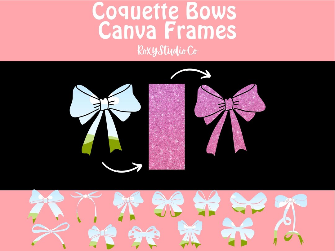 Coquette Bows Canva Frames, Editable Template Canva, Coquette SVG, Drag ...