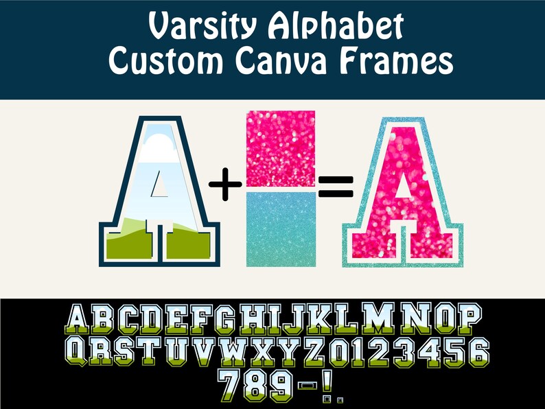 Canva Frames, Varsity Letters, Custom Canva Letters, Drag and Drop ...