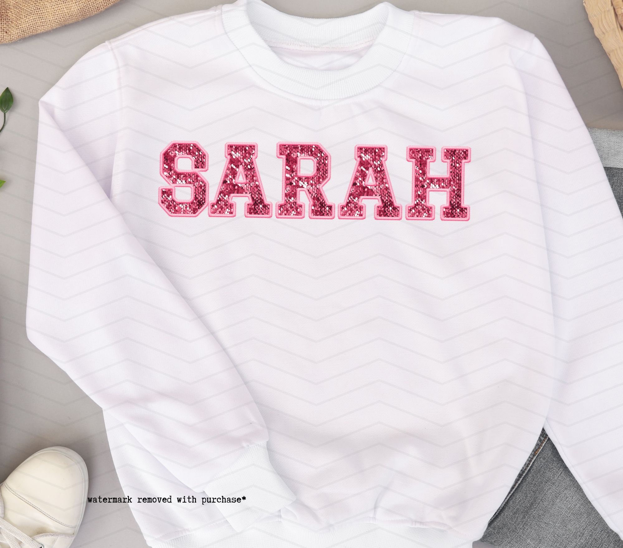 Custom SVG, Pink Sequin Letters PNG, Choose Your Name Design, Varsity ...