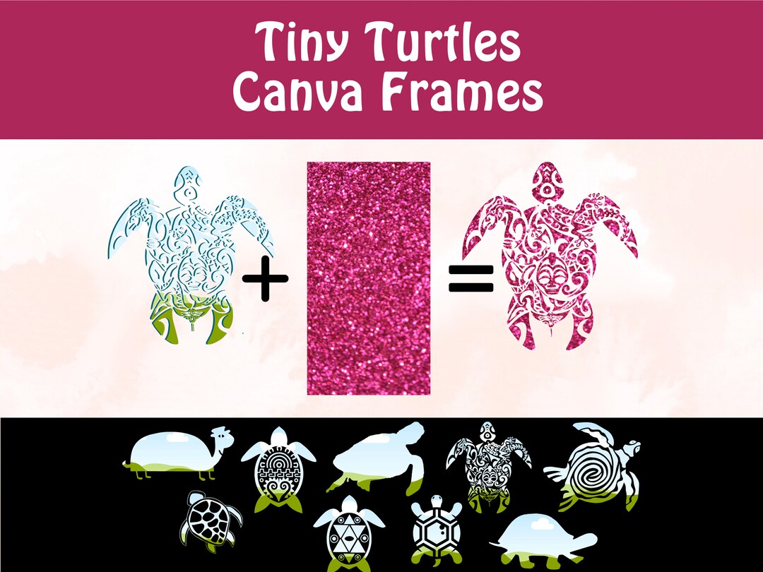 Canva Frames Turtle Clip Art, Tiny Turtles SVG, String of Turtles ...