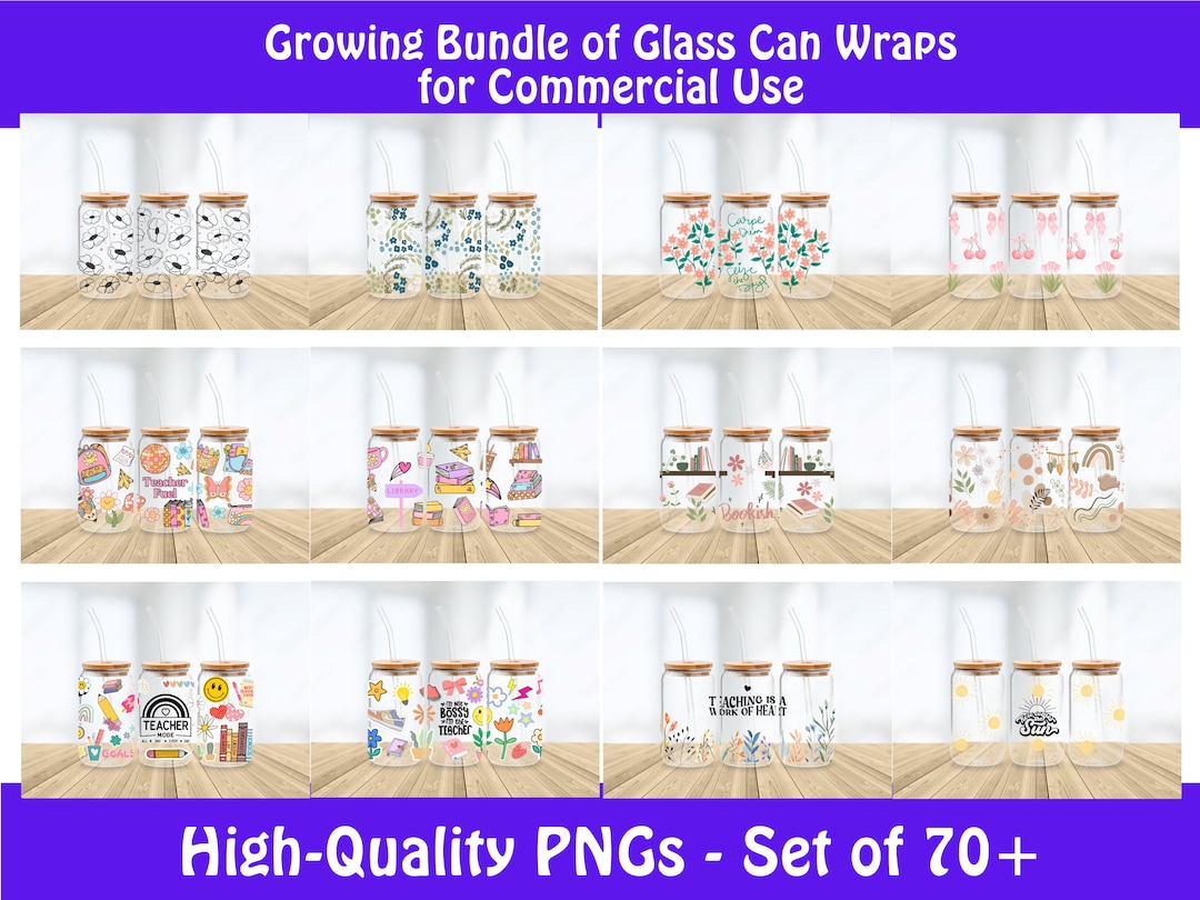 Glass Can Wrap Mega Bundle, Libbey Cup Wraps Trendy Sipper Cup Wraps ...