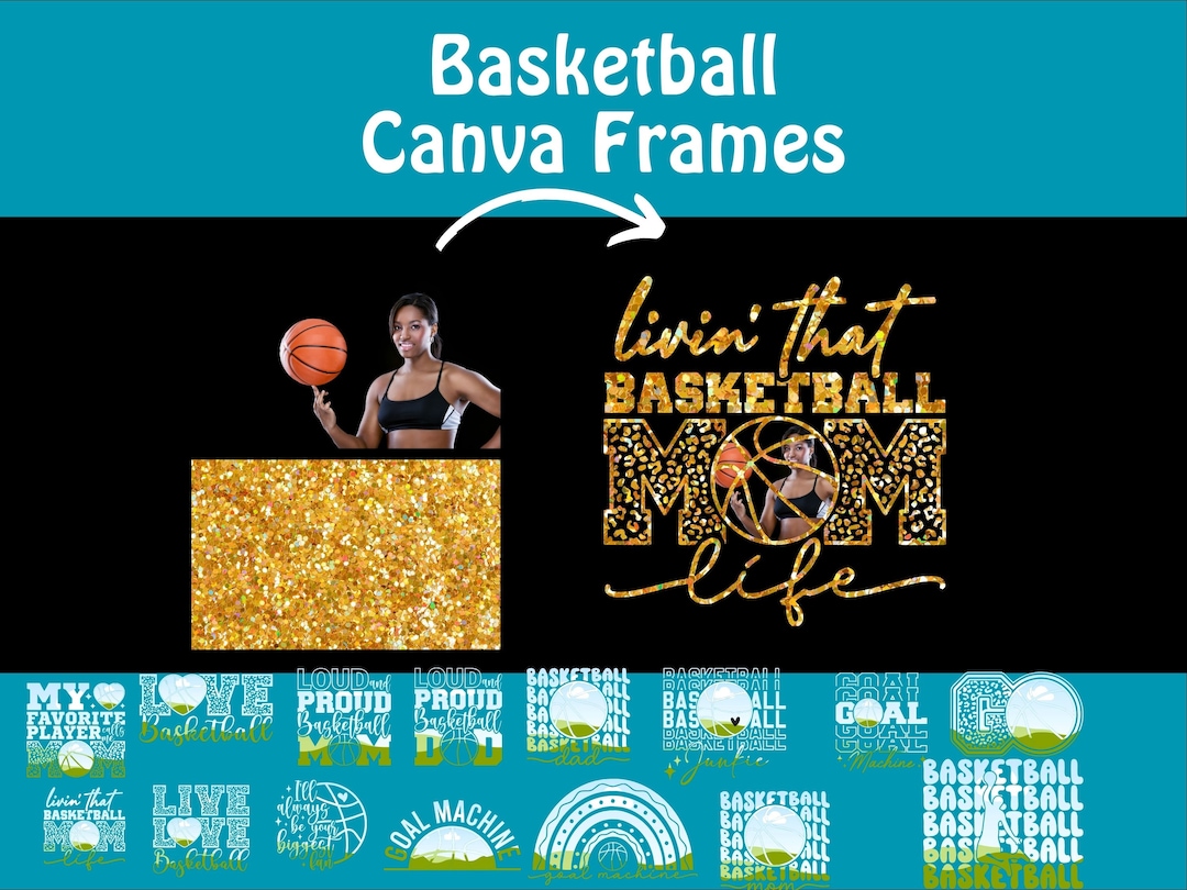 Basketball Canva Frames, Editable Template Canva, Bball Mom, Drag and ...