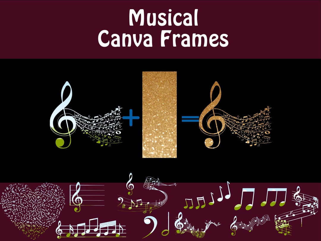 Music Canva Frames, Editable Template Canva, Musical Notes Design, Drag ...