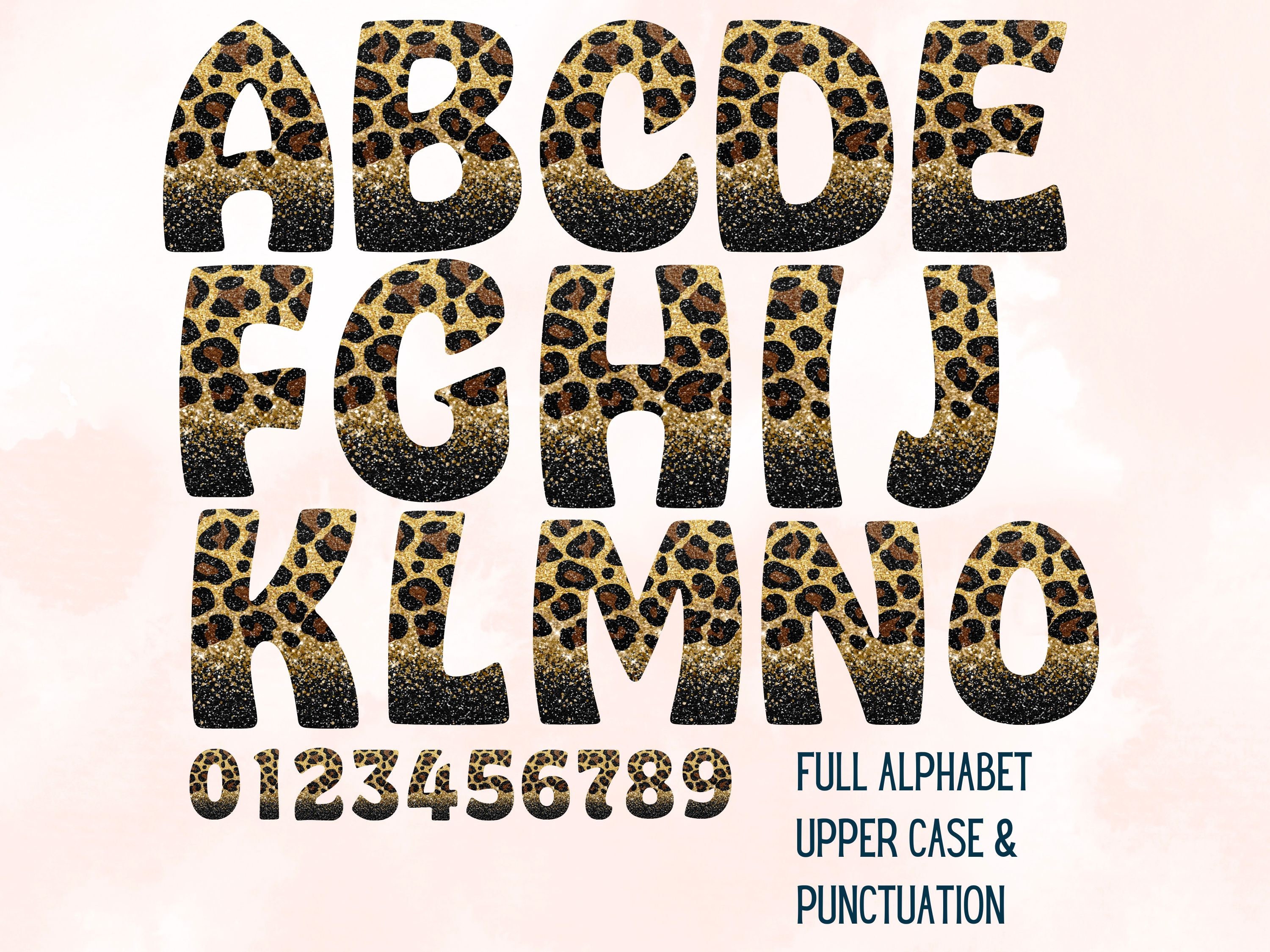 Leopard Alphabet Letters PNG Bundle Glitter and Leopard - Etsy