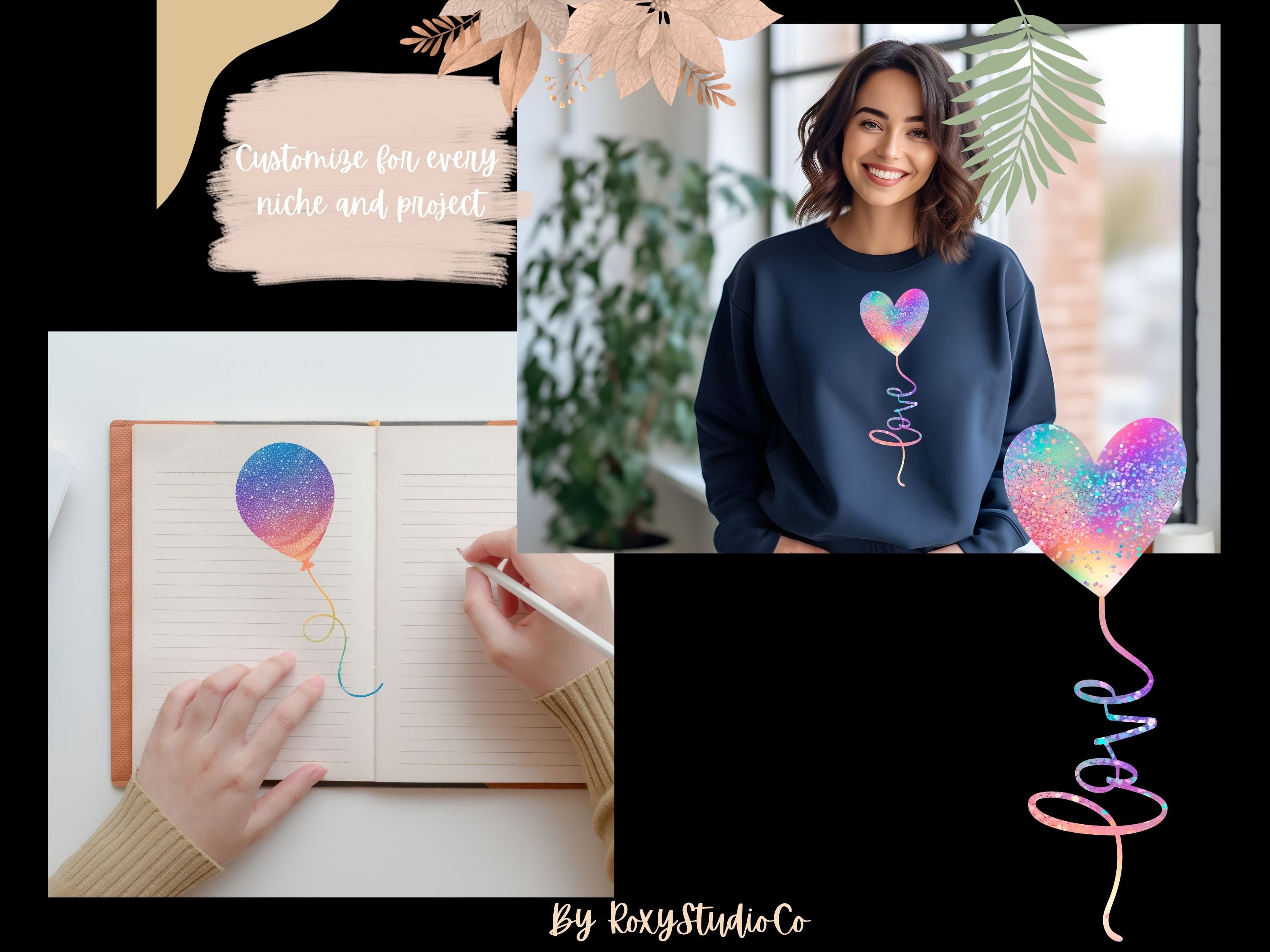 Balloon Canva Frames Editable Template Personalized Birthday Balloons ...