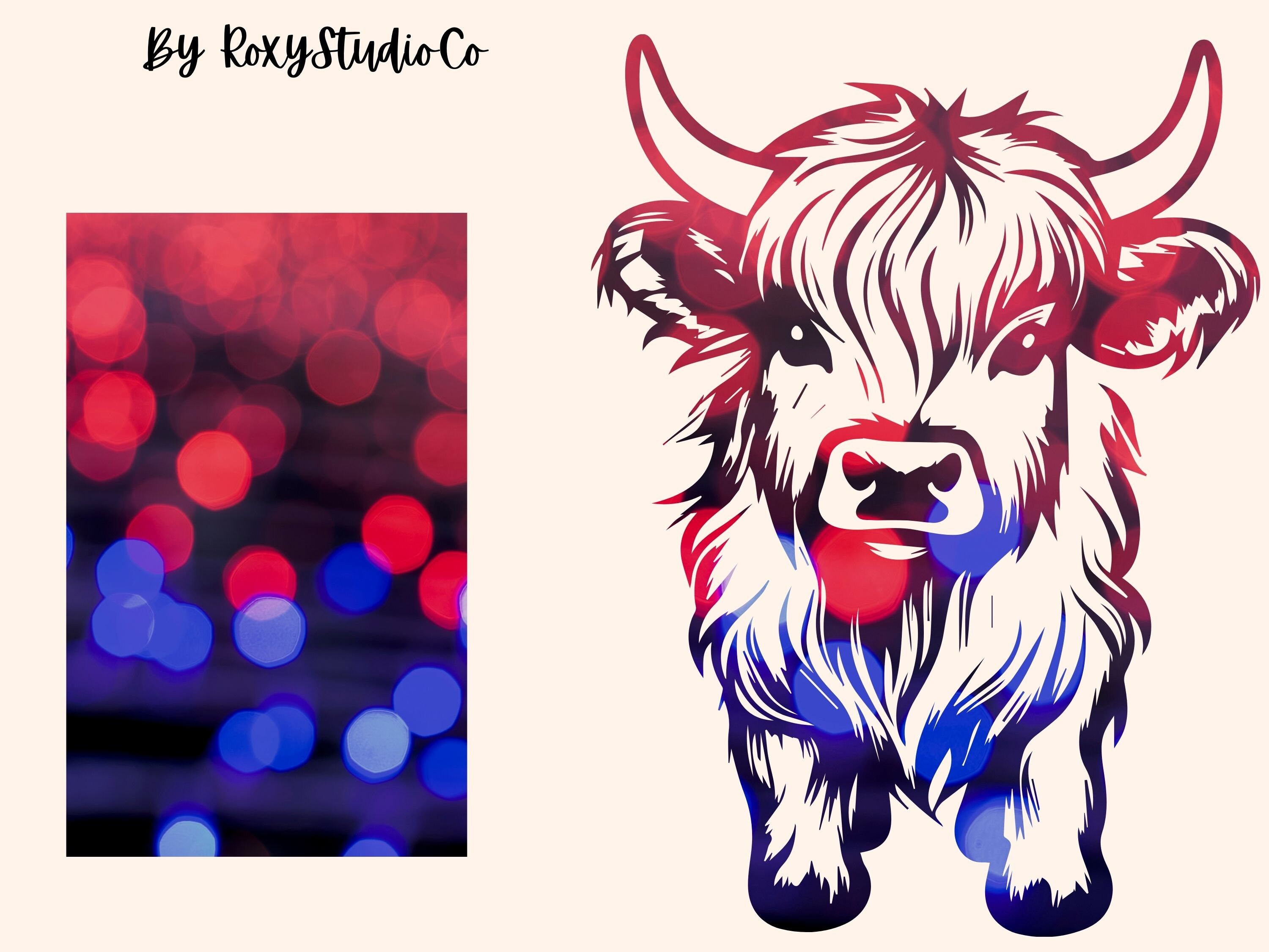 Highland Cow Canva Frames, Baby Cow SVG, Farm Animal PNG, Western ...