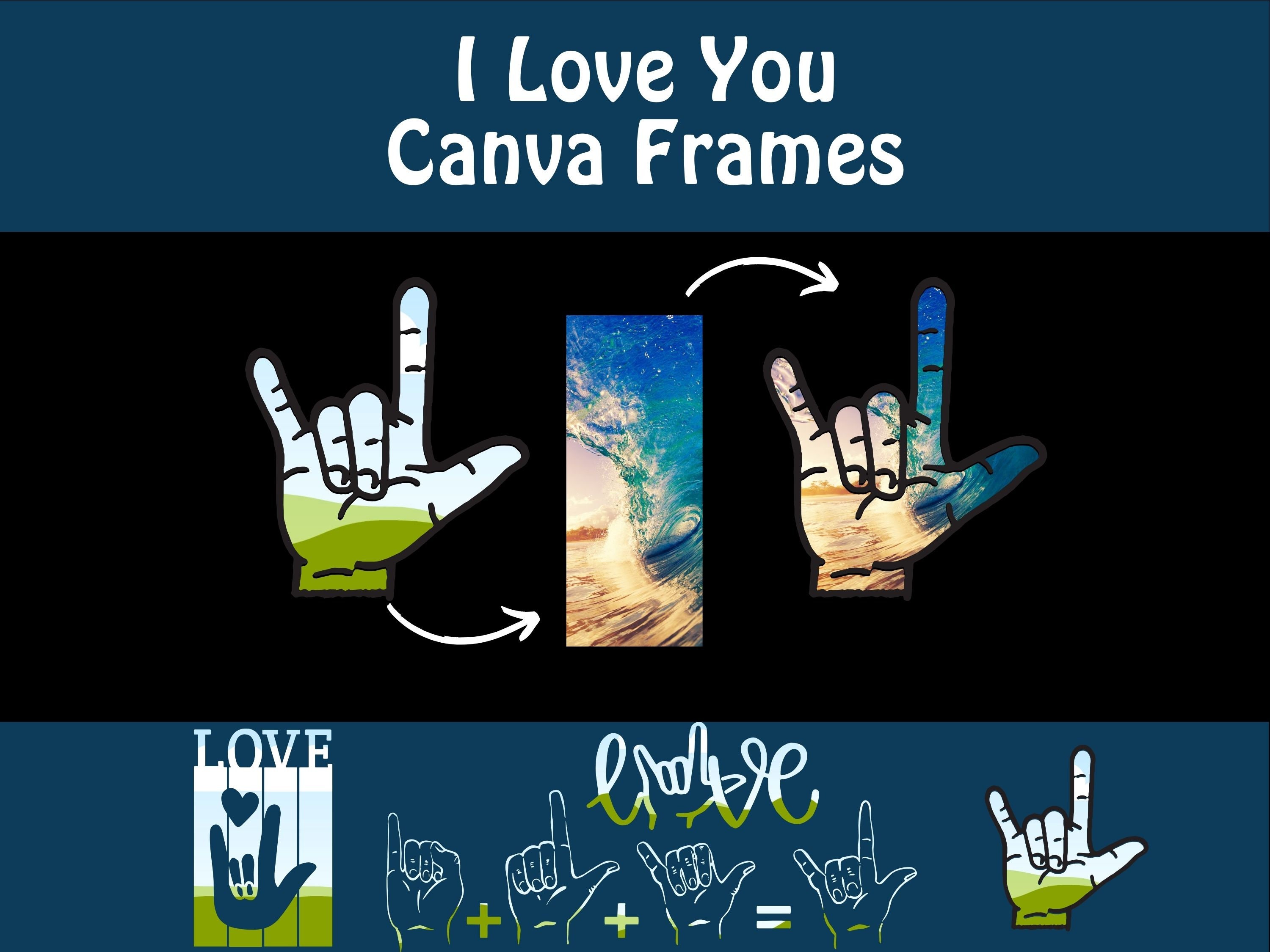 I Love You Canva Frames, American Sign Language, ASL Template, Drag and ...