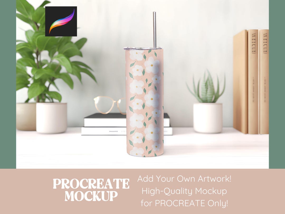 Tumbler Procreate Mockup, Seamless Pattern Mockup for Procreate, Mock ...