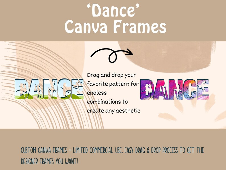 Canva Frames Dance Mom SVG Dancer PNG Doodle Letter Dance - Etsy