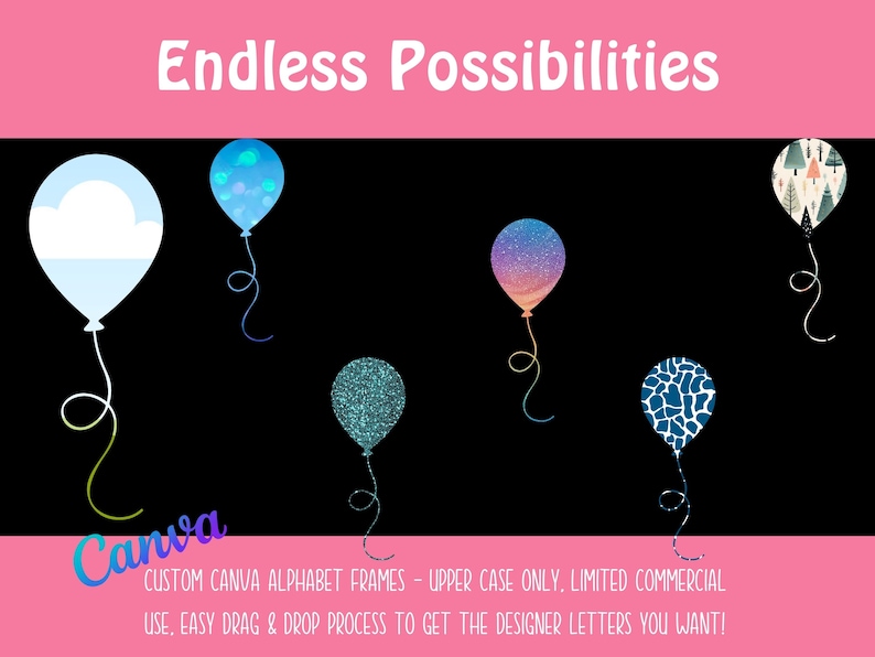 Balloon Canva Frames Editable Template Personalized Birthday Balloons ...