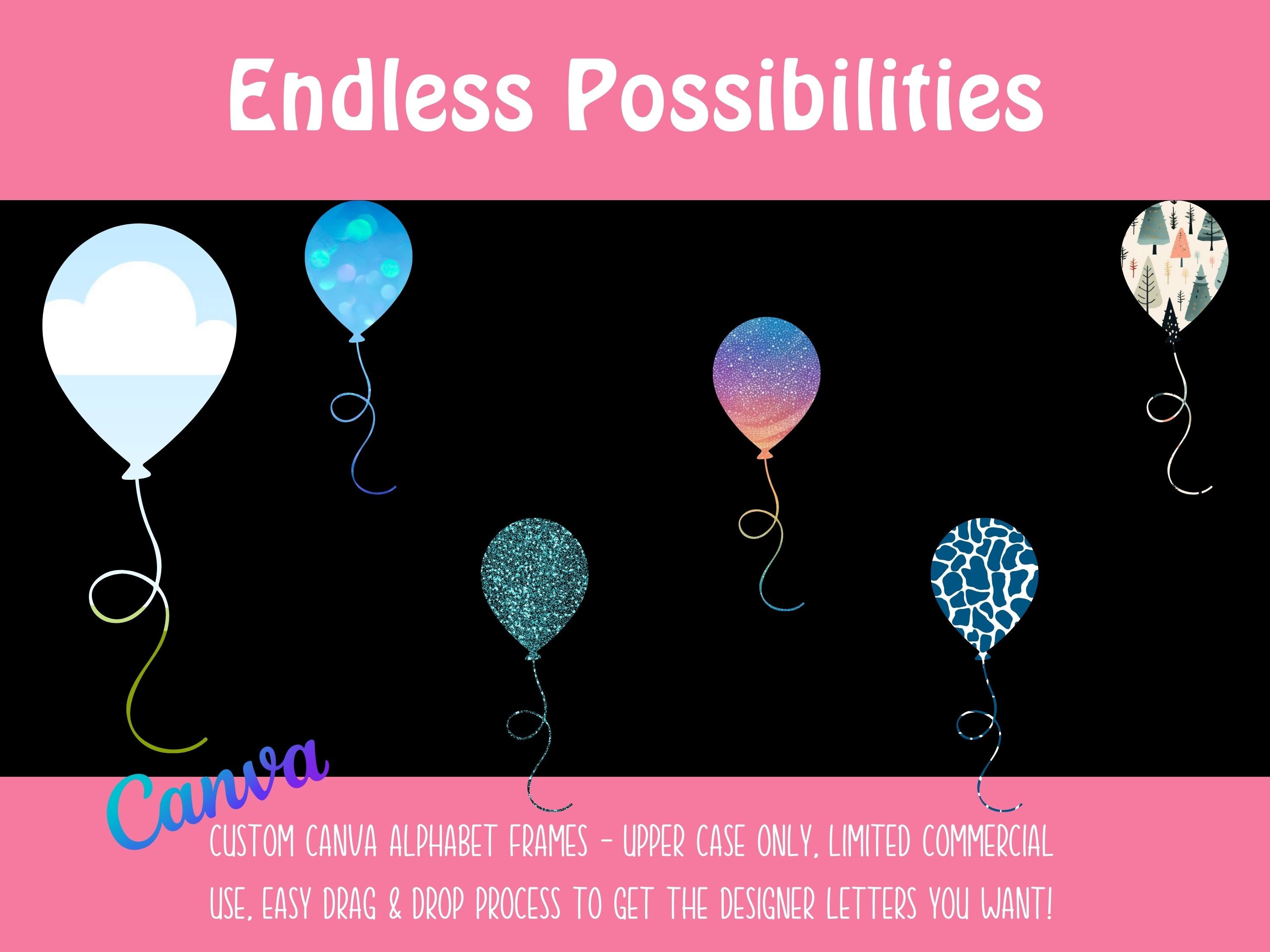 Balloon Canva Frames Editable Template Personalized Birthday Balloons ...
