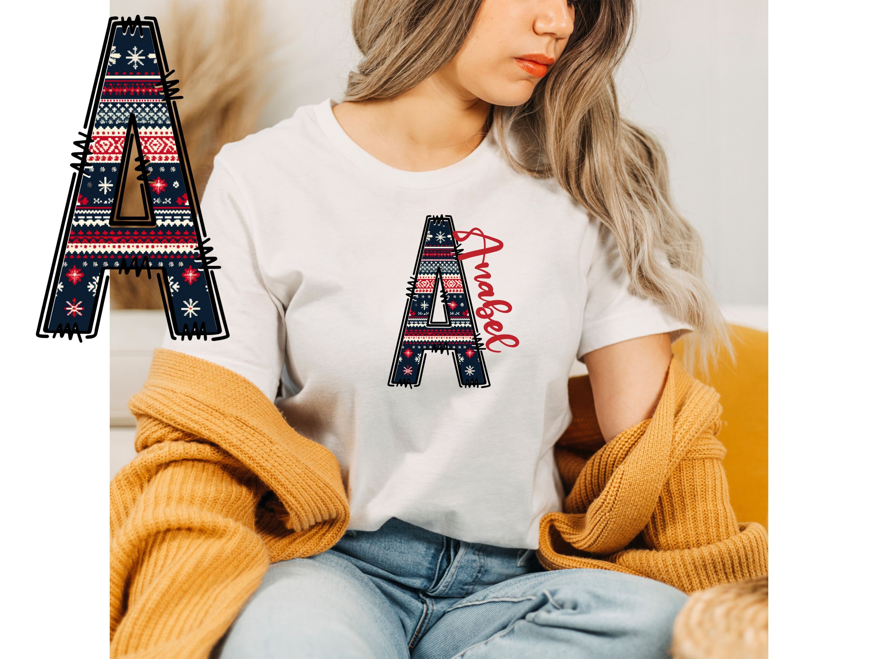 Christmas Doodle Letters and Clip Art, Uppercase Alphabet Set ...