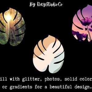 Tropical Leaves Canva Frames Editable Canva Template Drag Drop Design Monstera Leaf Indoor Plans ...