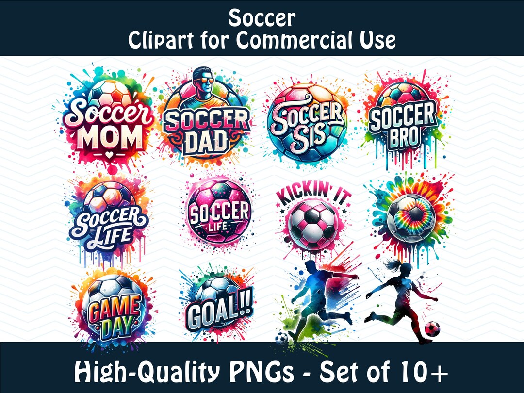 Soccer Clipart Bundle Sports PNG Commercial Use Soccer Mom Shirts ...