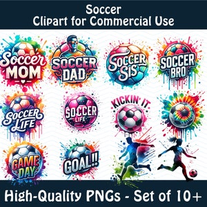 Soccer Clipart Bundle Sports PNG Commercial Use Soccer Mom Shirts ...