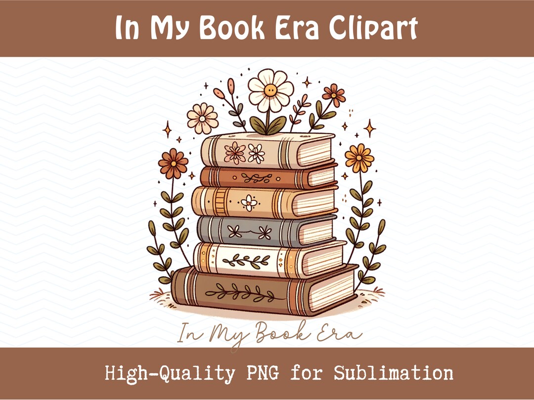 In My Book Era Clipart, Book Stack PNG, Book Lover Gift, Cute Book ...