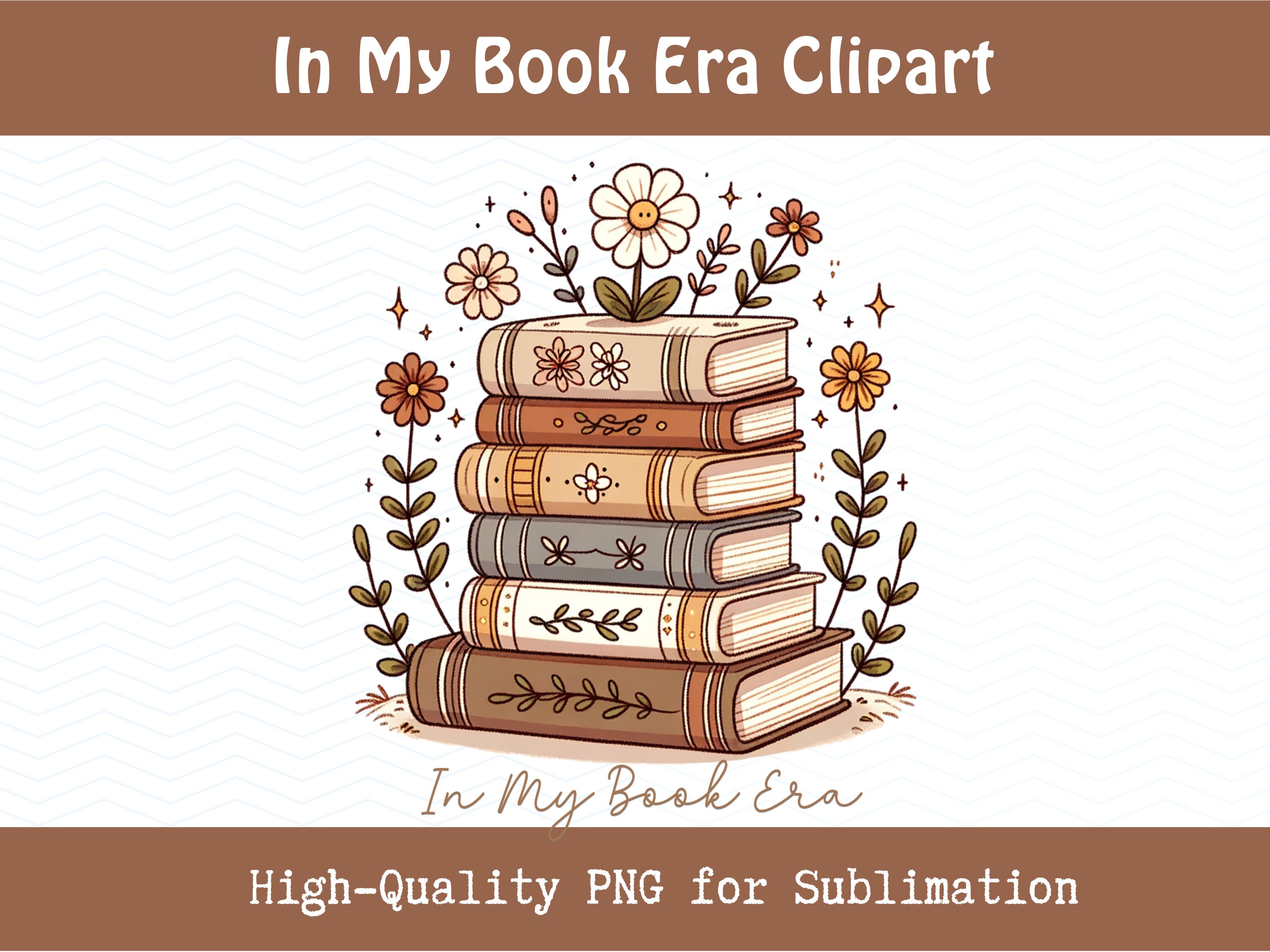 In My Book Era Clipart, Book Stack PNG, Book Lover Gift, Cute Book ...
