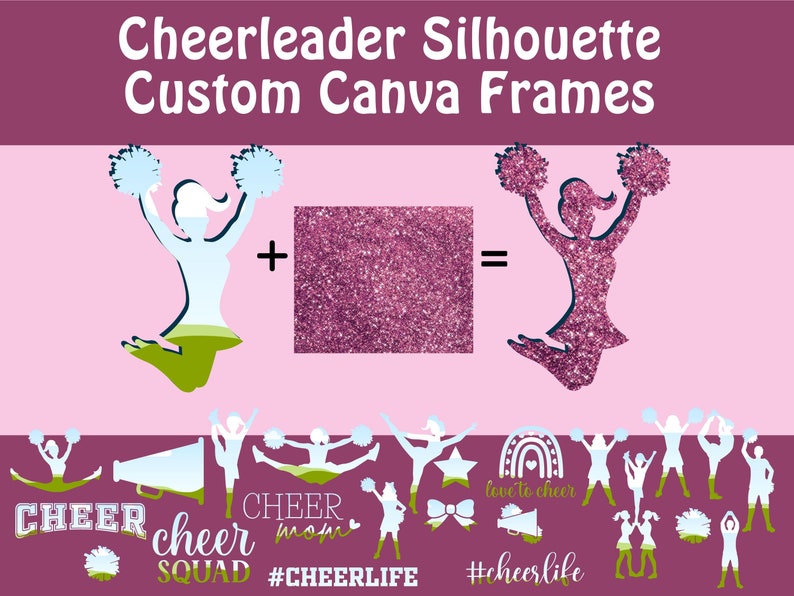Cheerleading Canva Frames Cheer Mom and Cheerleader Sublimation SVG and ...