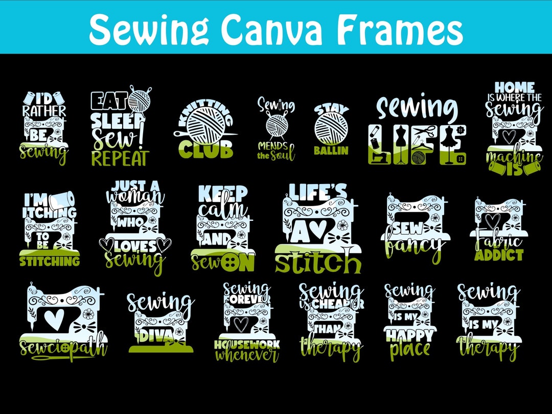 Sewing Canva Frames Editable Template Canva, Design for Sewist Drag and ...