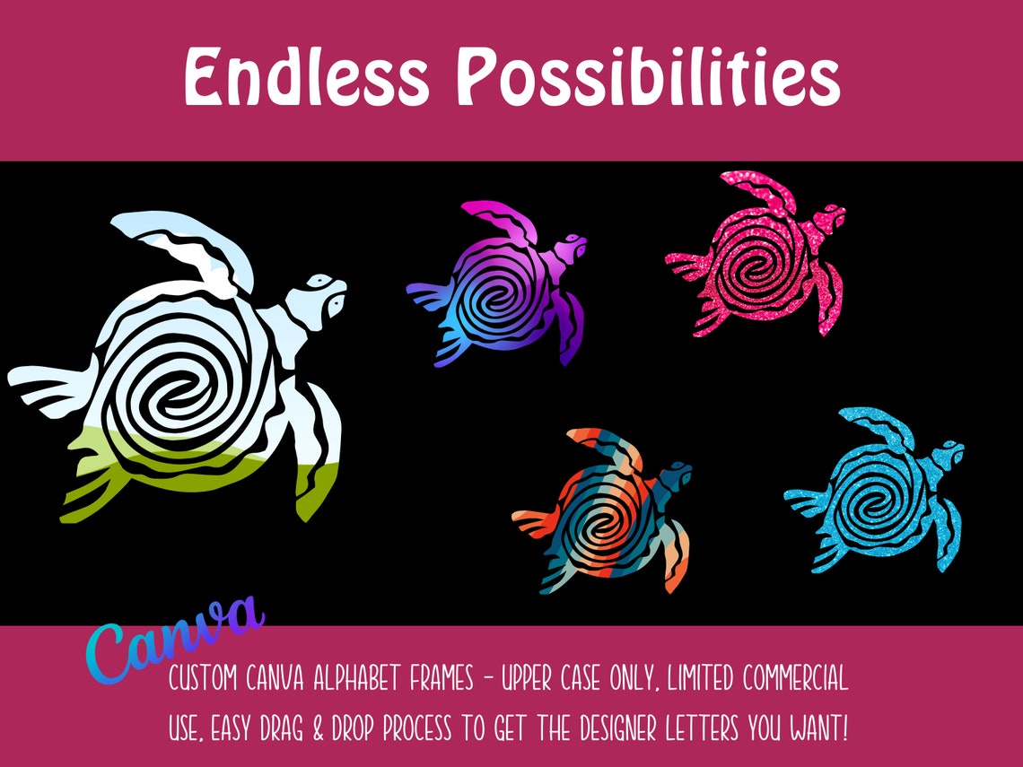 Canva Frames Turtle Clip Art Tiny Turtles SVG String of - Etsy