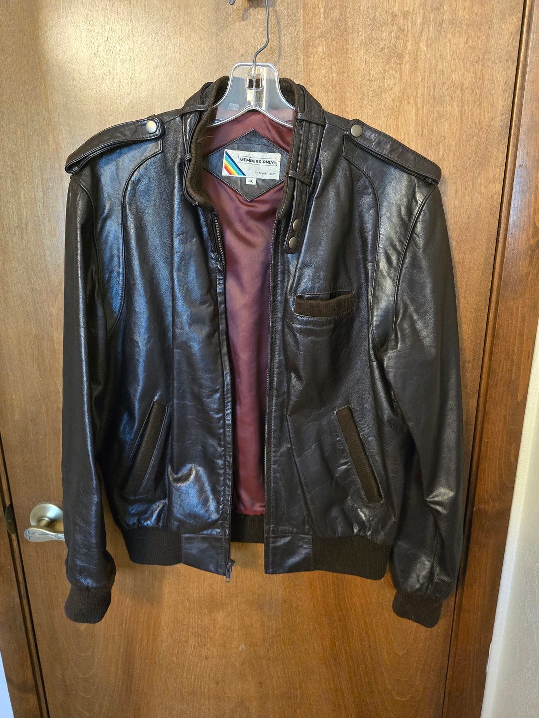 Members Only Genuine Leather Bomber Jacket for Men Size 40 - Etsy