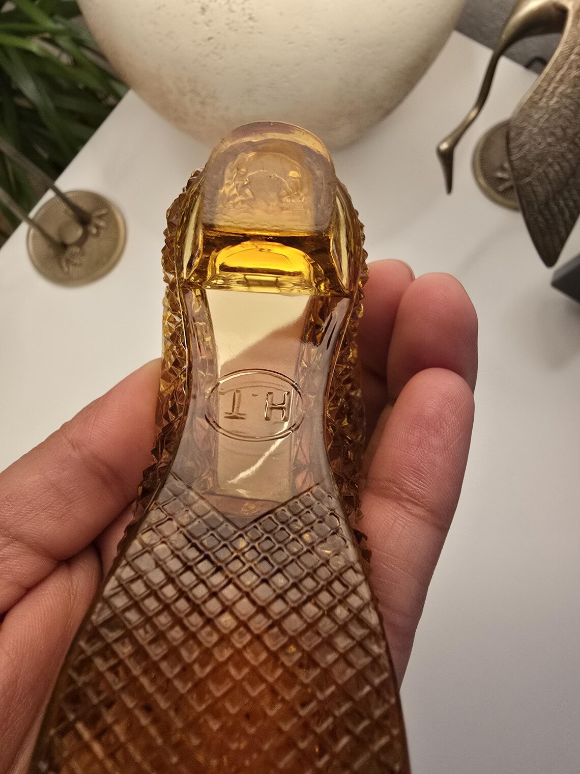 Vintage Amber Glass Shoe - Etsy