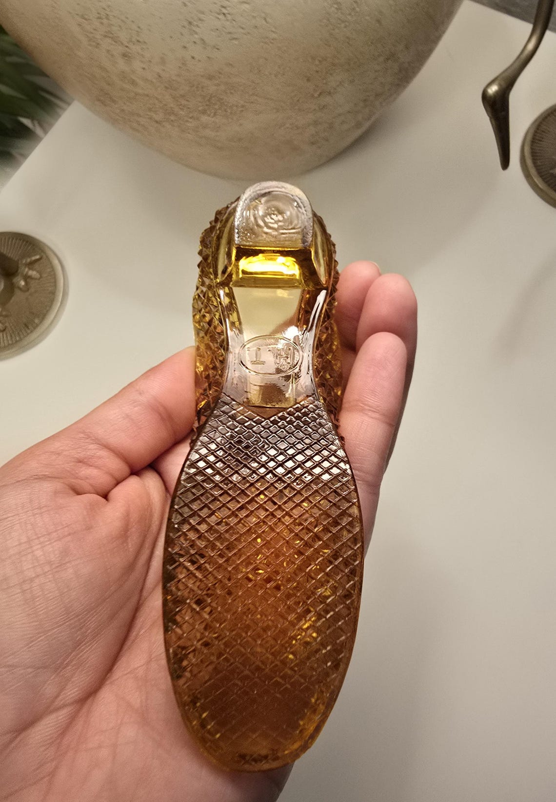 Vintage Amber Glass Shoe - Etsy