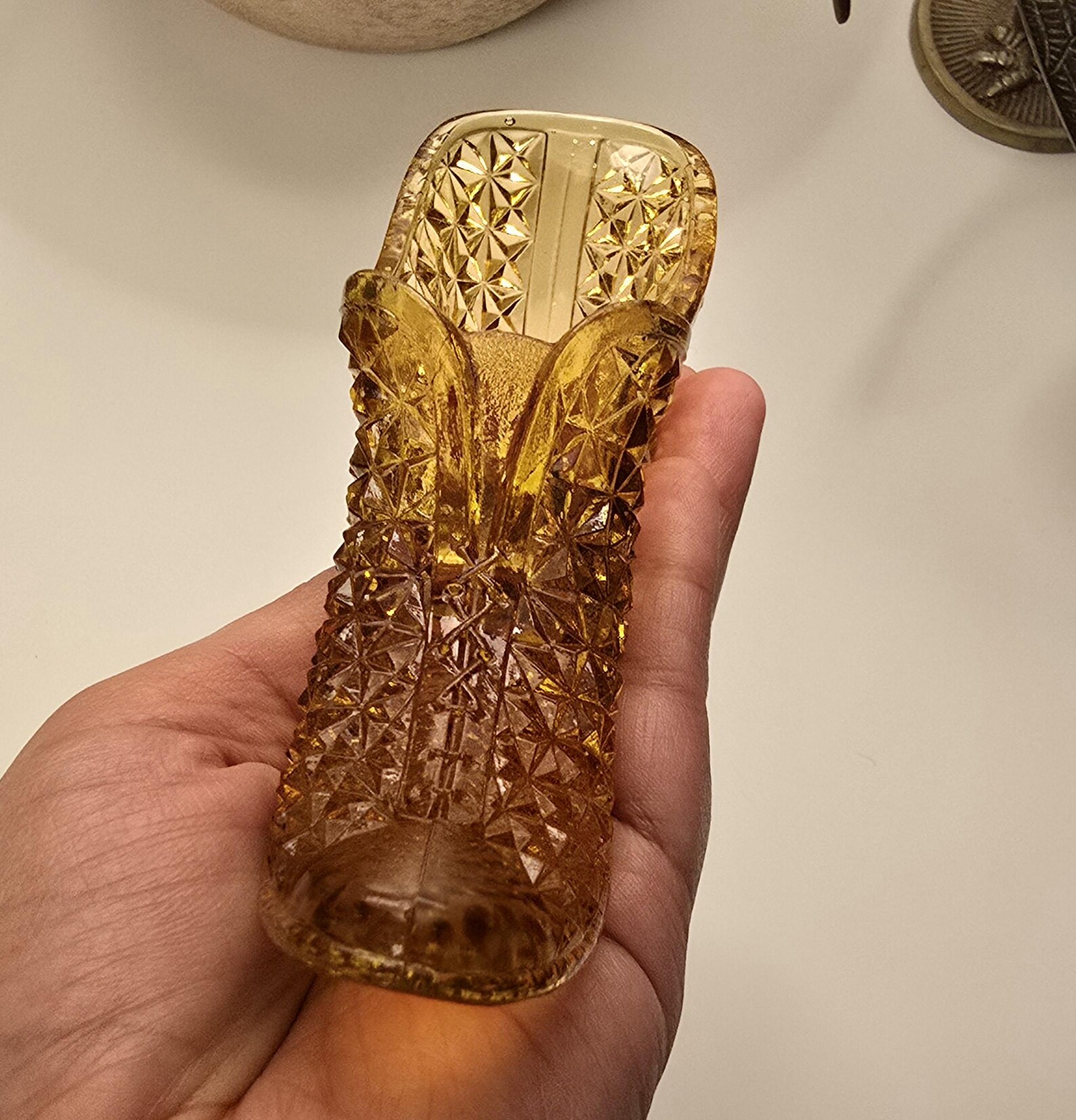 Vintage Amber Glass Shoe - Etsy