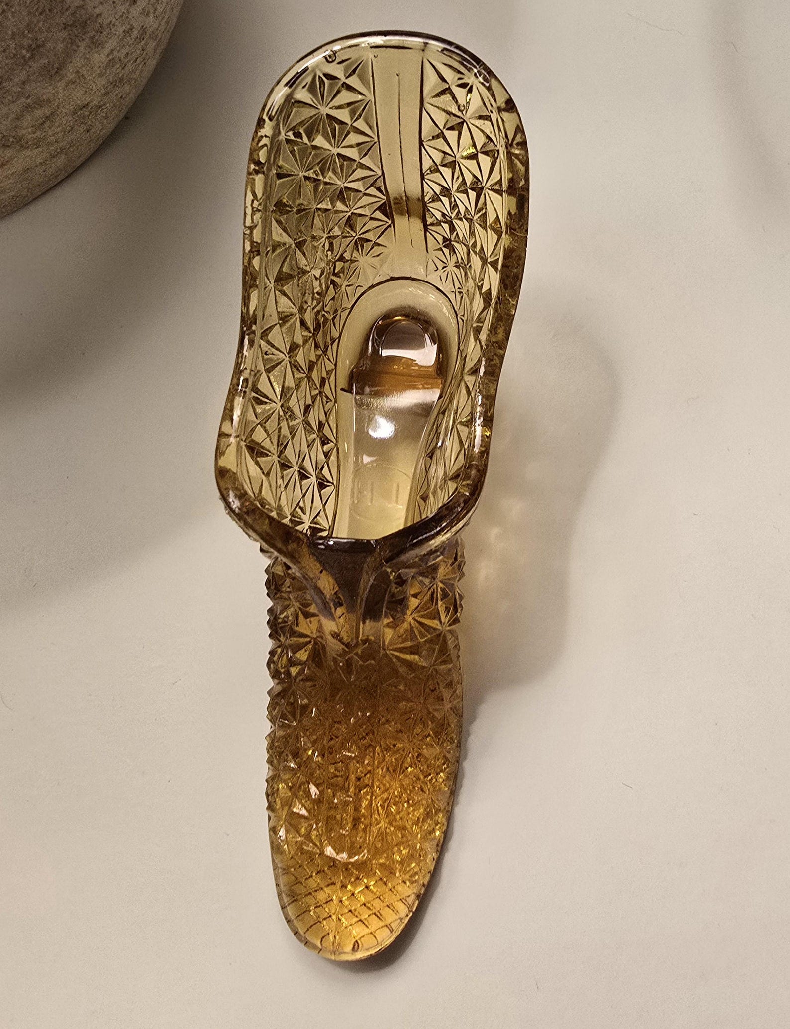 Vintage Amber Glass Shoe - Etsy