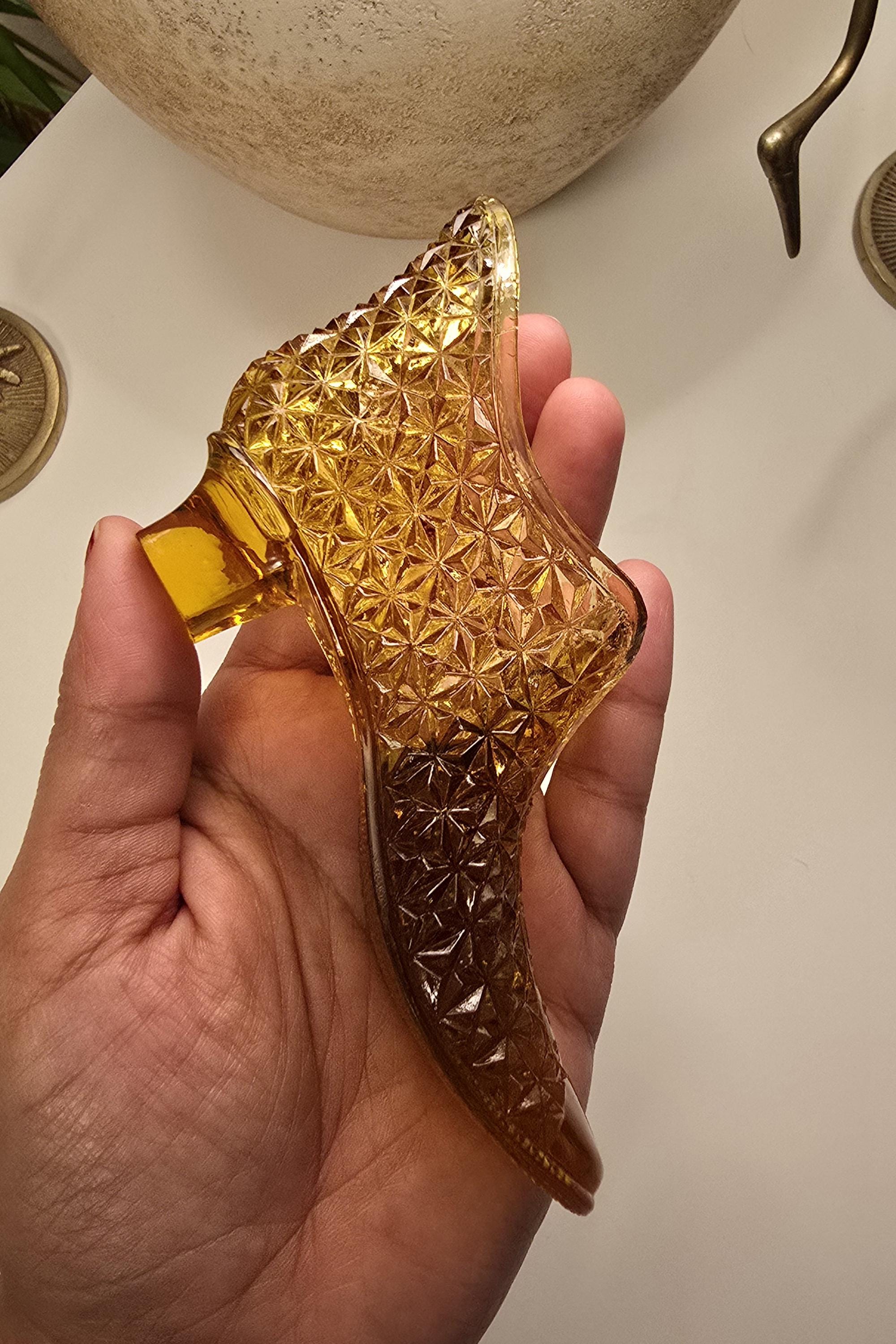 Vintage Amber Glass Shoe - Etsy