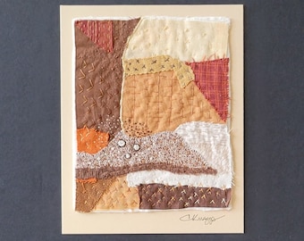 Abstract Canyon Landscape Textile Art Unframed Hand Embroidered Fabric ...