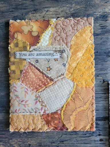 Mini Abstract Quilt, Embroidered Greeting Card, Patchwork Inspirational ...