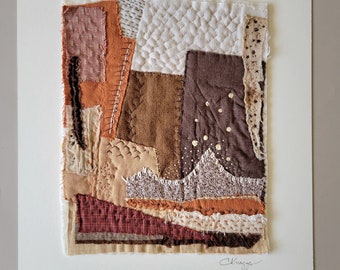 Abstract Canyon Landscape Textile Art Unframed Hand Embroidered Fabric ...