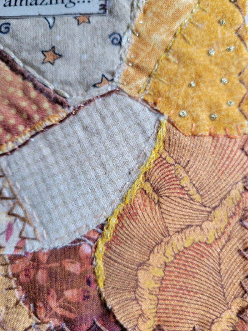 Mini Abstract Quilt, Embroidered Greeting Card, Patchwork Inspirational ...