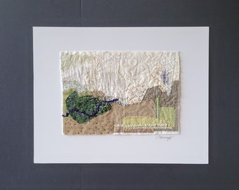 Abstract Canyon Landscape Textile Art Unframed Hand Embroidered Fabric ...