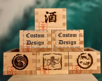 Handcrafted Red Yakisugi/shou Sugi Ban Wood Box Set With Masu Sake Cups ...