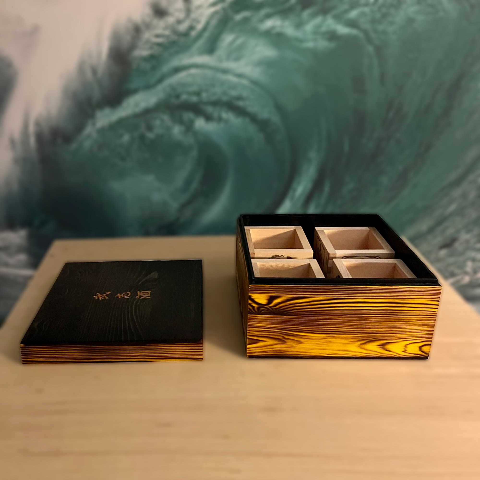 Handcrafted Yellow Yakisugi/shou Sugi Ban Wood Box Set With - Etsy