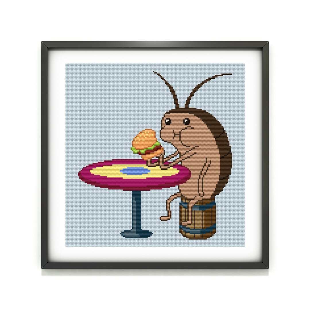 Cockroach Eating Burger Cross Stitch Pattern PDF - Etsy