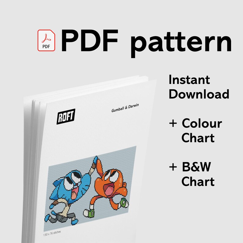 Gumball and Darwin Cross Stitch Pattern PDF - Etsy