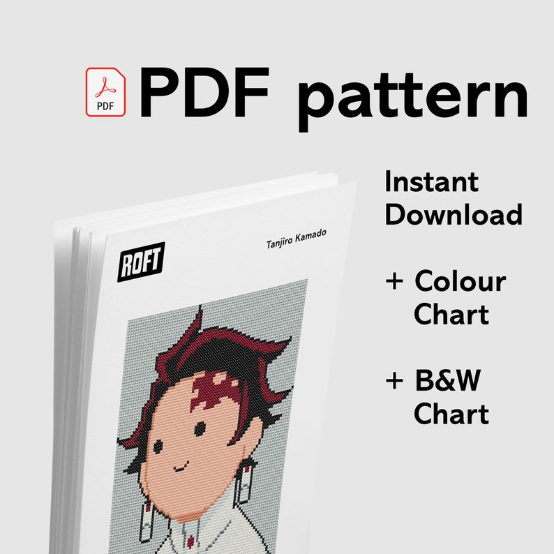 Tanjiro Cross Stitch Pattern PDF - Etsy