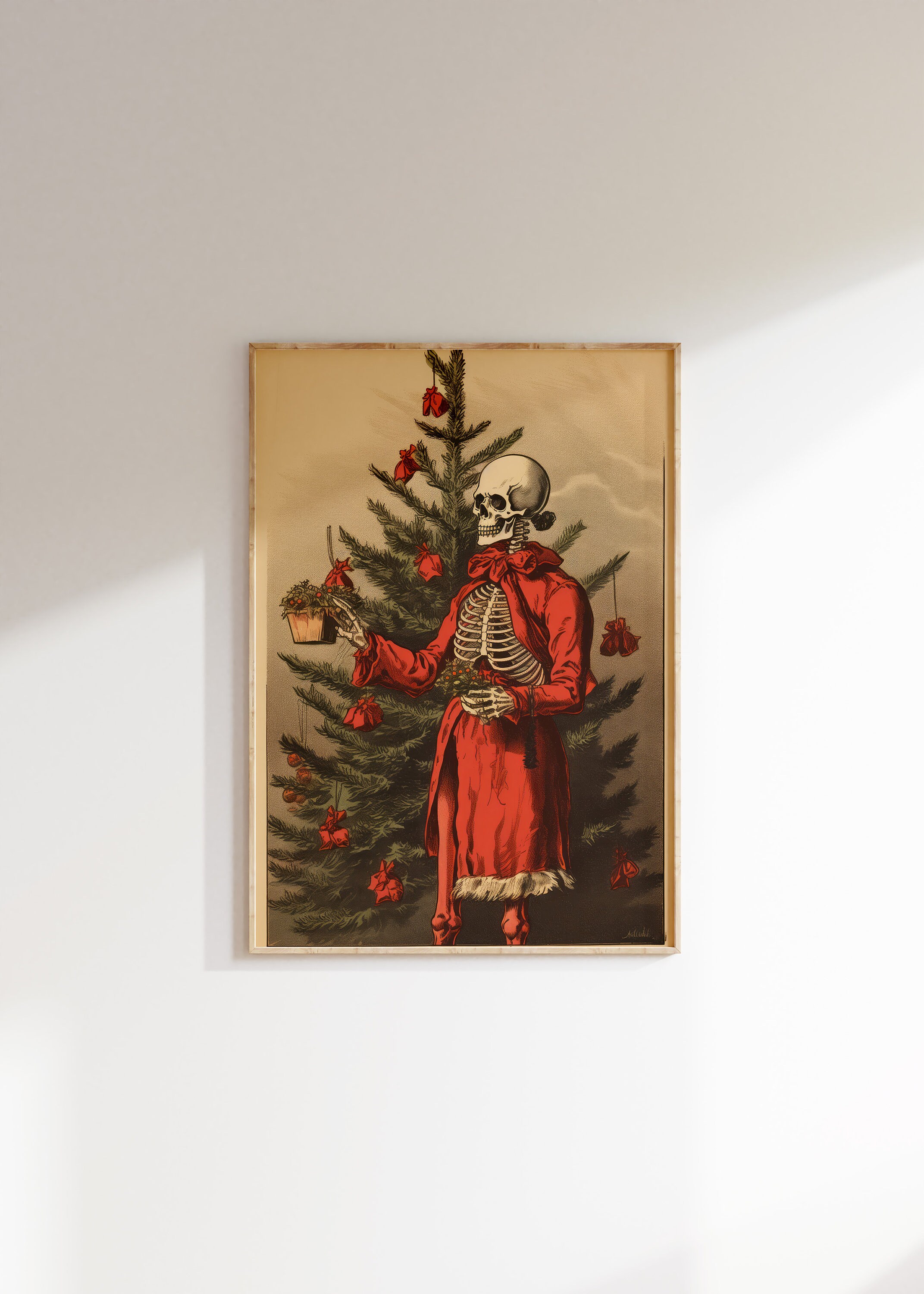 PRINTABLE Gothic Creepy Skeleton Christmas Vintage Print, Krampus Wall ...