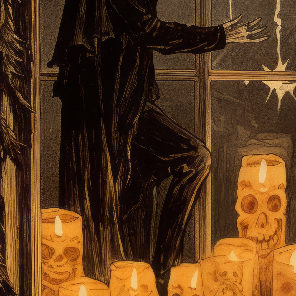 PRINTABLE Gothic Creepy Christmas Vintage Print, Skeleton Wall Art ...