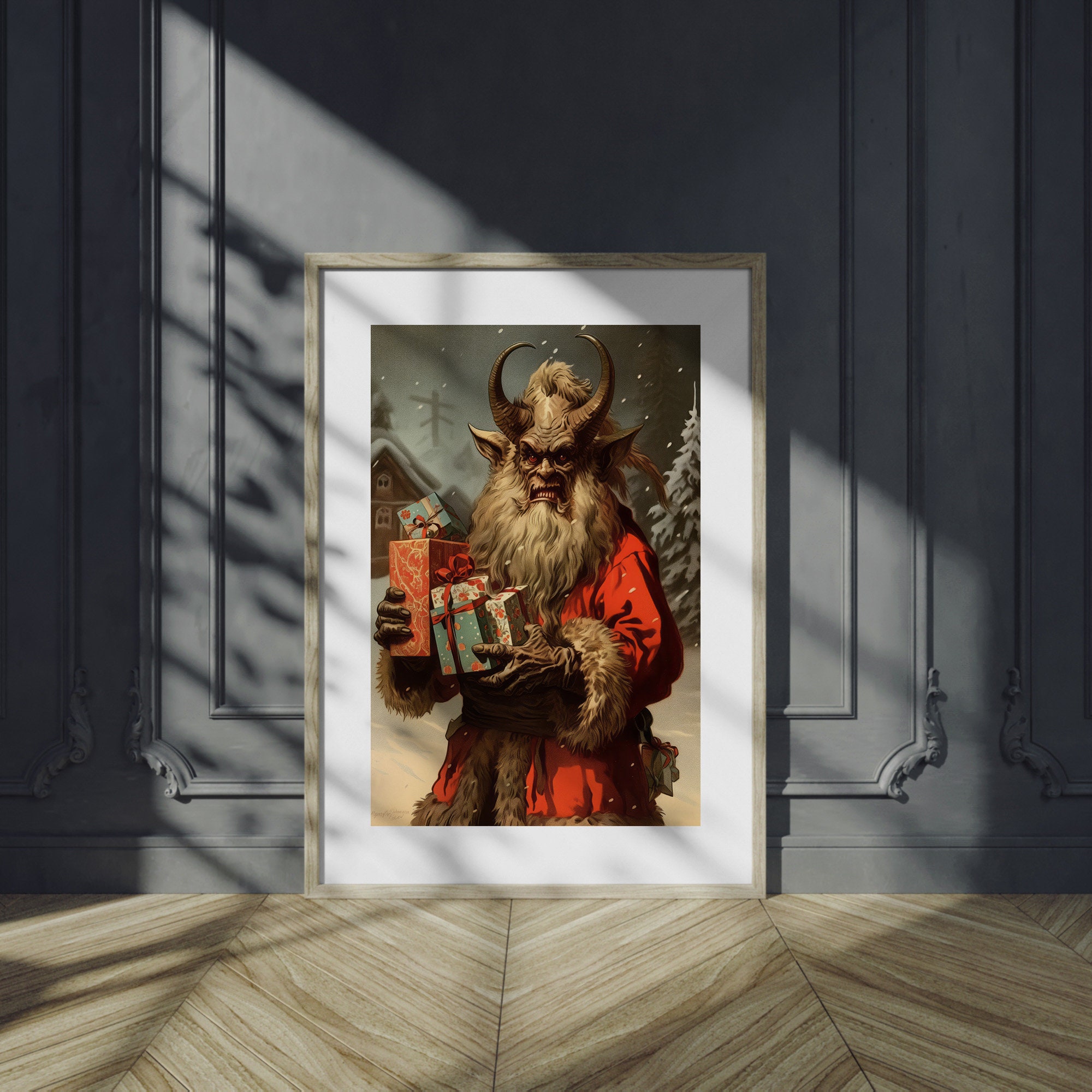 PRINTABLE Krampus Portrait, Gothic Creepy Christmas Vintage Print ...