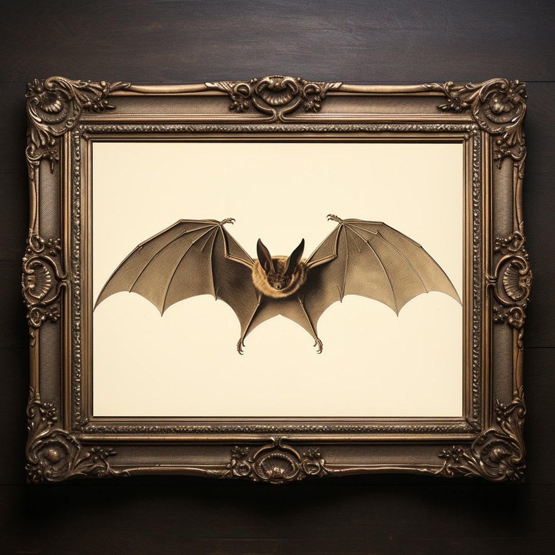 PRINTABLE Halloween Bat Vintage Print, Spooky Bat Wall Art, Halloween ...