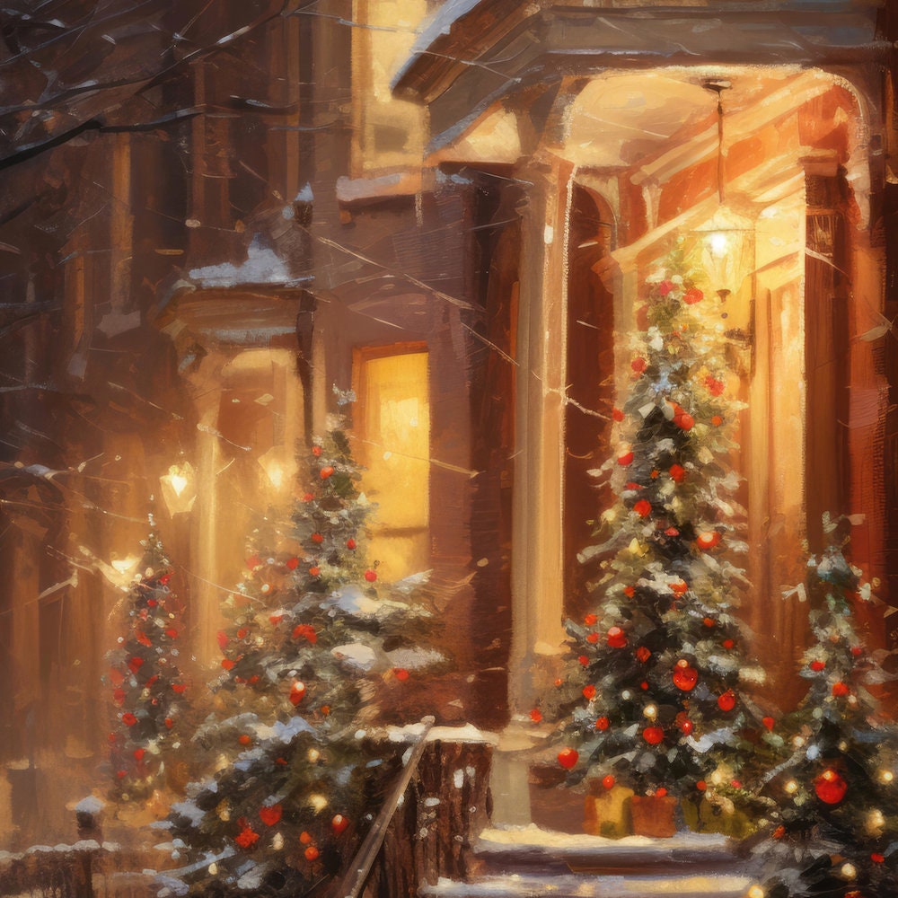 PRINTABLE Vintage Christmas Town Wall Art, Victorian NYC Christmas ...